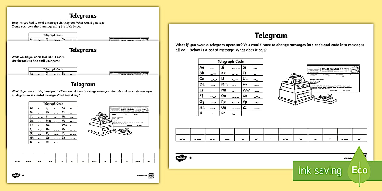 Telegrams Differentiated Worksheets