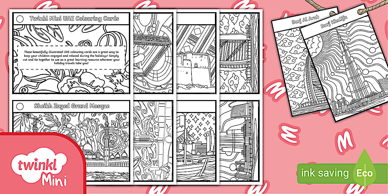 Twinkl Mini UAE Colouring Cards (teacher made) - Twinkl