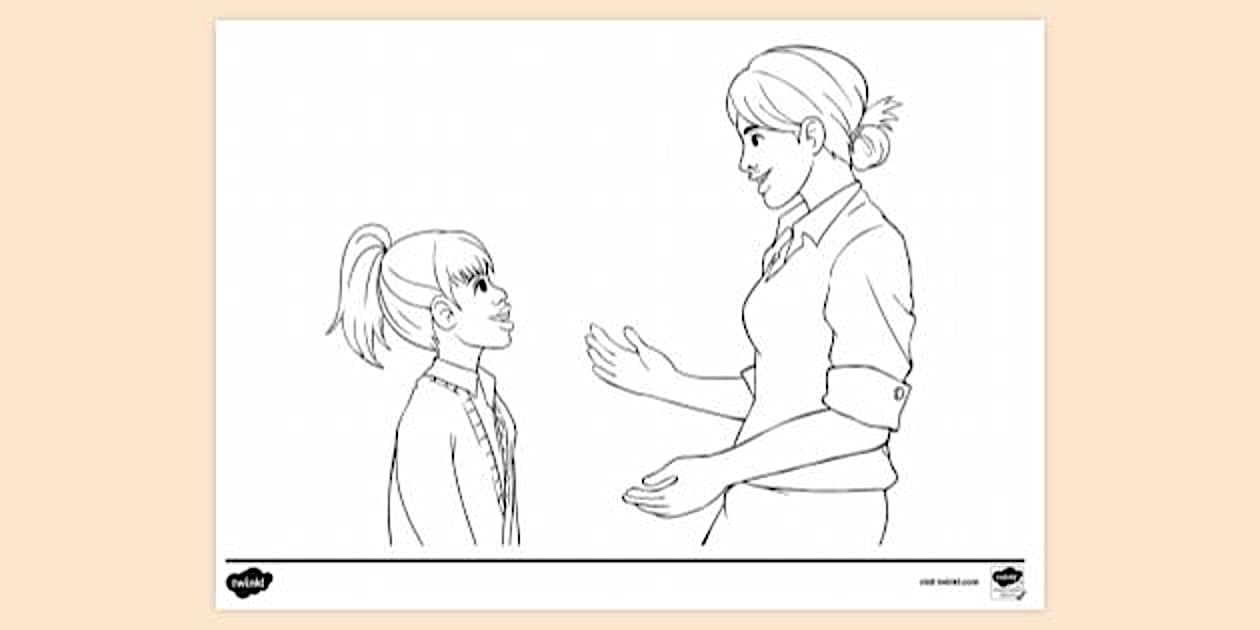 Child and Teacher Talking Colouring Sheet (teacher made)