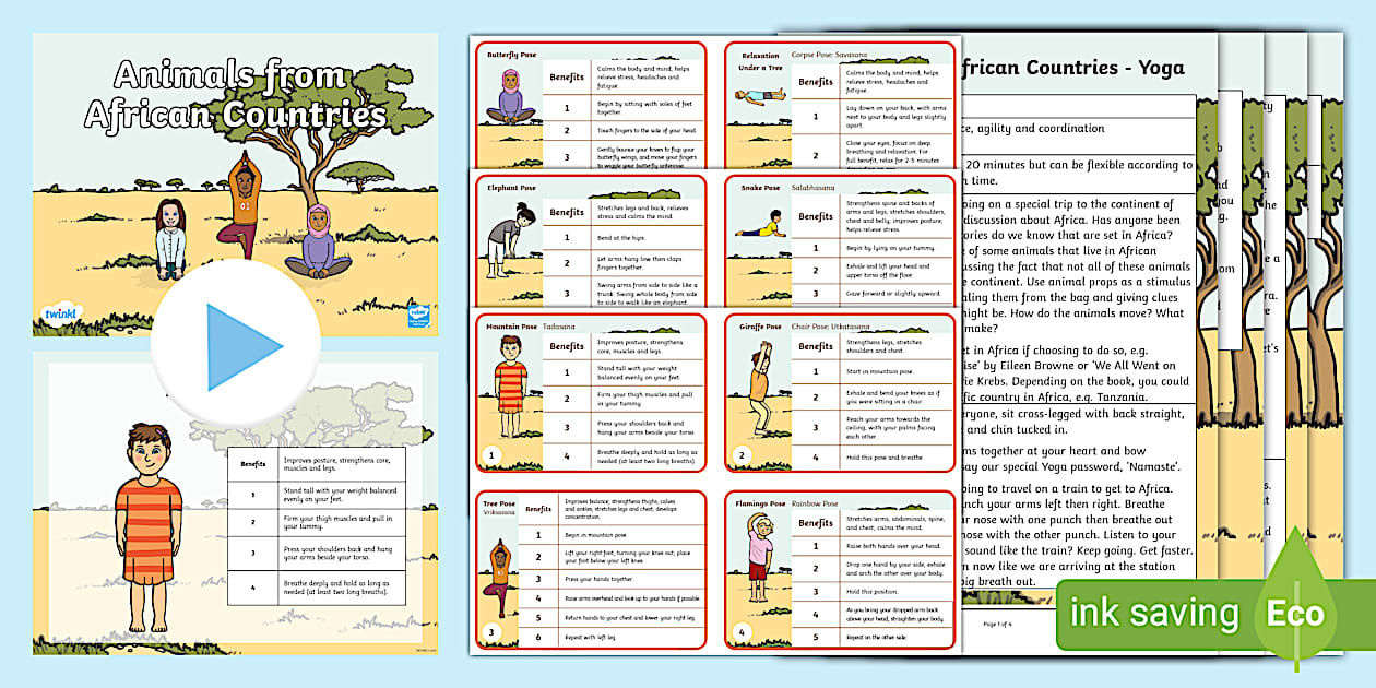African Animals Yoga Story Pack | Parents Wellbeing Resource