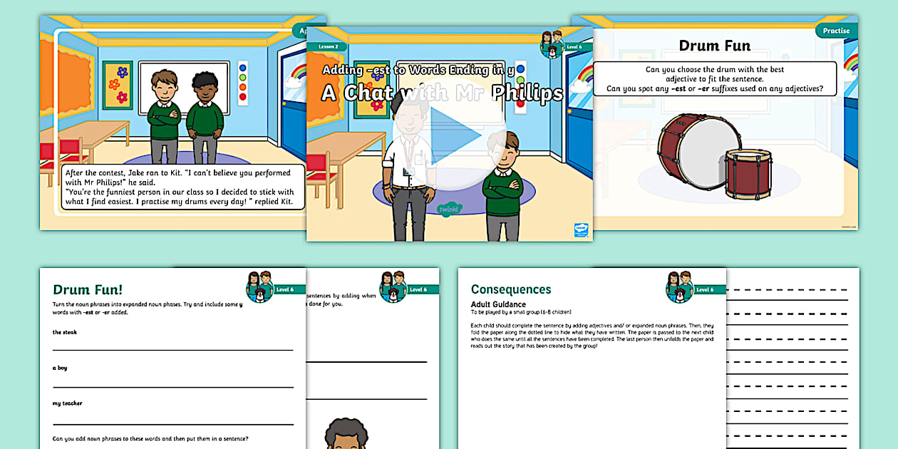 Adding -er and -est to Words Ending in 'y' Lesson Pack - Level 6 Week 9 ...