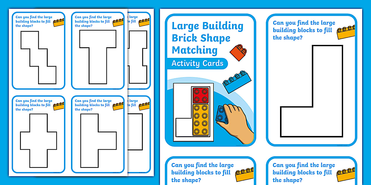 Large Building Brick Shape Matching Activity Cards - Twinkl