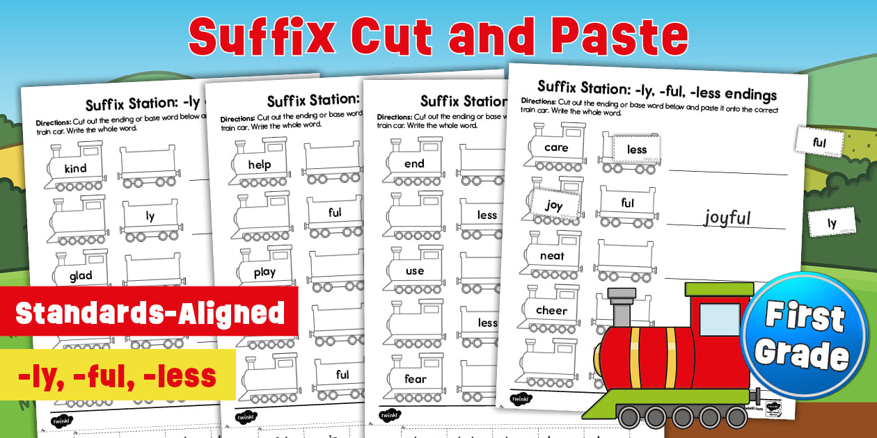 1st Grade Suffix Station Worksheets (teacher made) - Twinkl