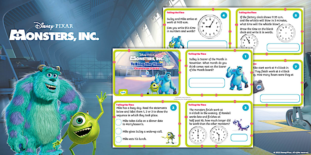 👉 Monsters, Inc.: Monster Maths Telling the Time Challenge Cards [Ages 5-7]