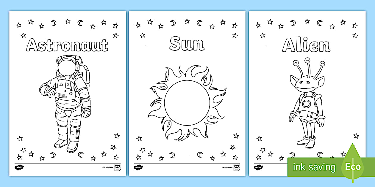 Space A4 Display Colouring Posters (teacher made) - Twinkl