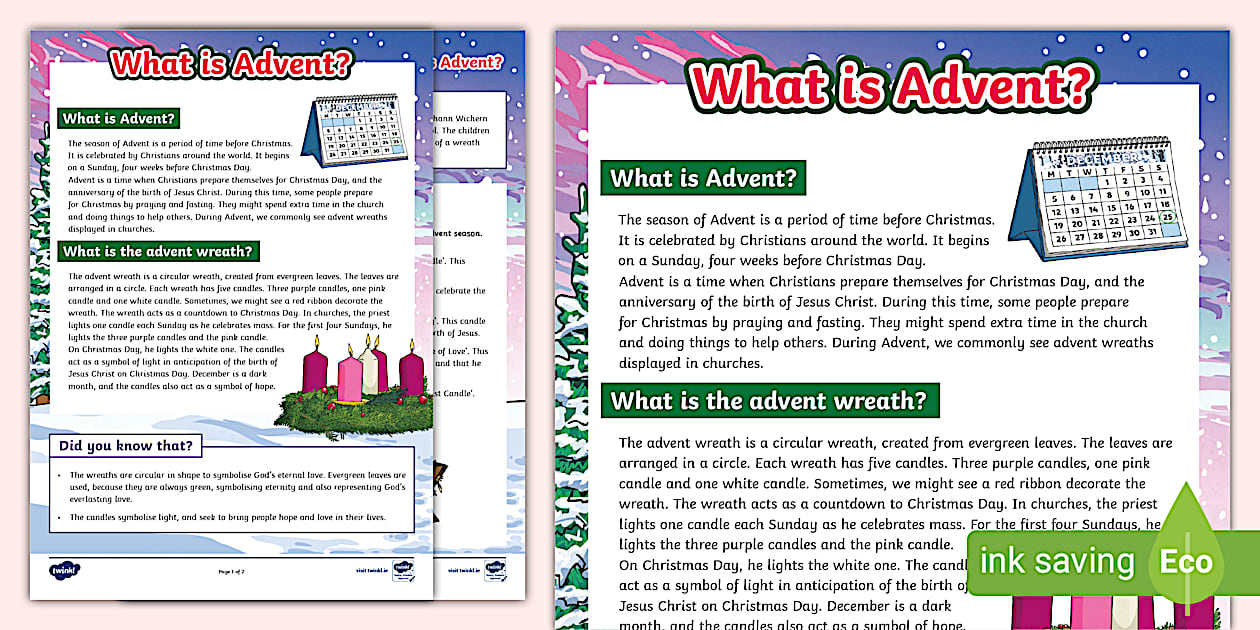 Advent Sheet Fact File 3rd/4th/5th/6th Class - Twinkl