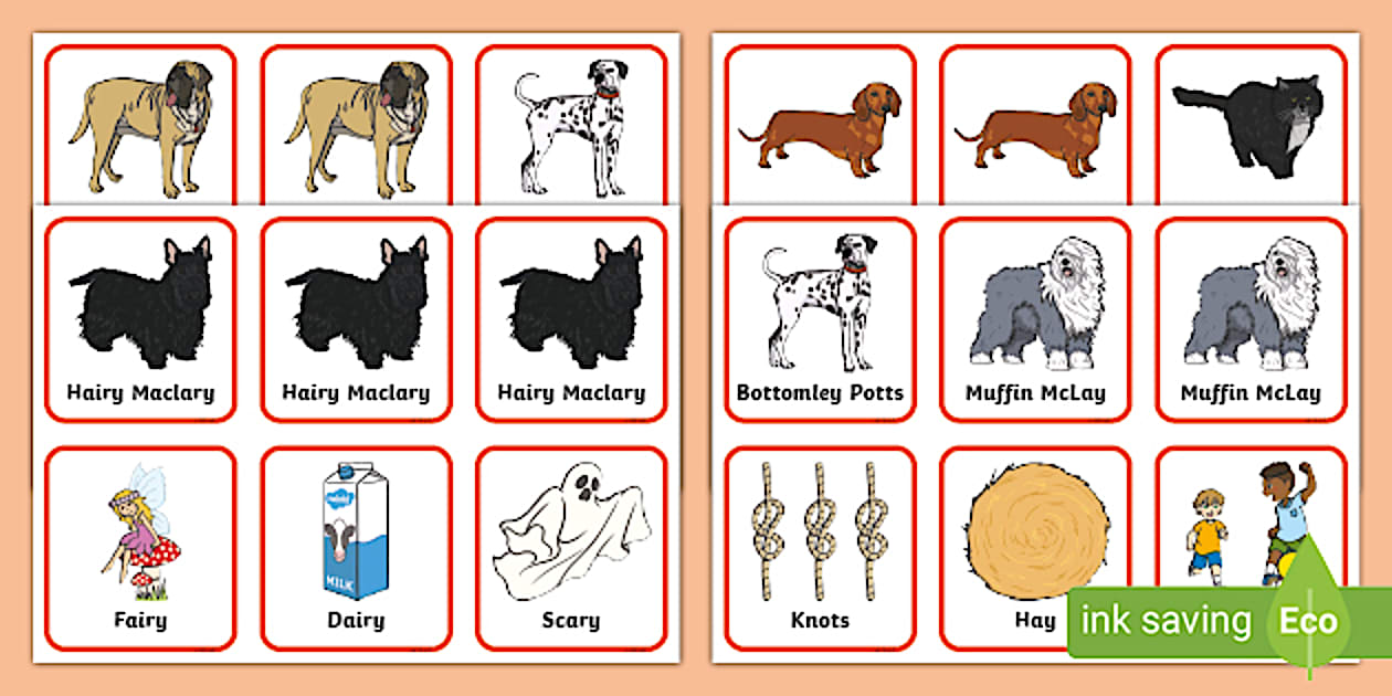 Hairy Maclary Rhyming Word Cards | Resources | Twinkl