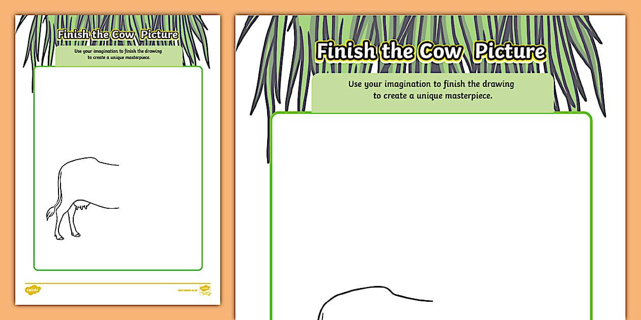 Finish the Cow Picture Worksheet (teacher made) - Twinkl