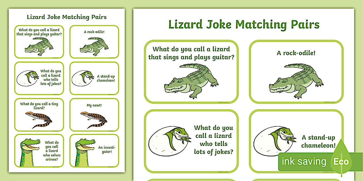 Lizard Joke Matching Pairs (Teacher-Made) - Twinkl