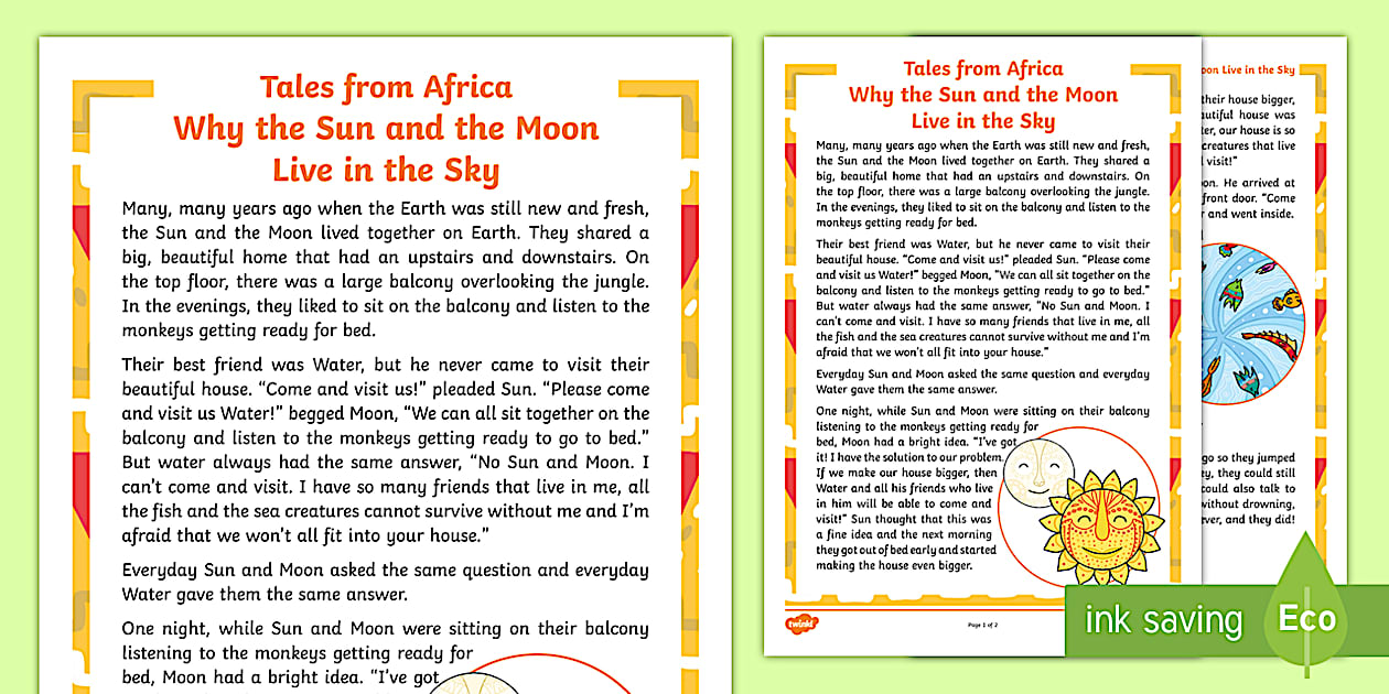 Tales from Africa - Why the Sun and Moon Live in the Sky Story