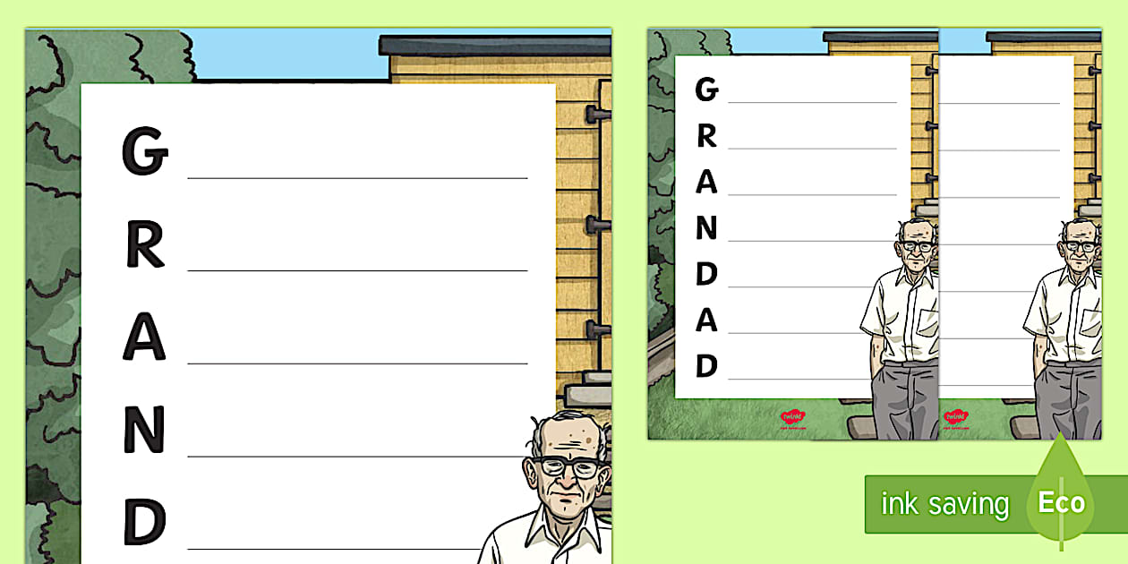 Editable Grandad Acrostic Poem (teacher made) - Twinkl