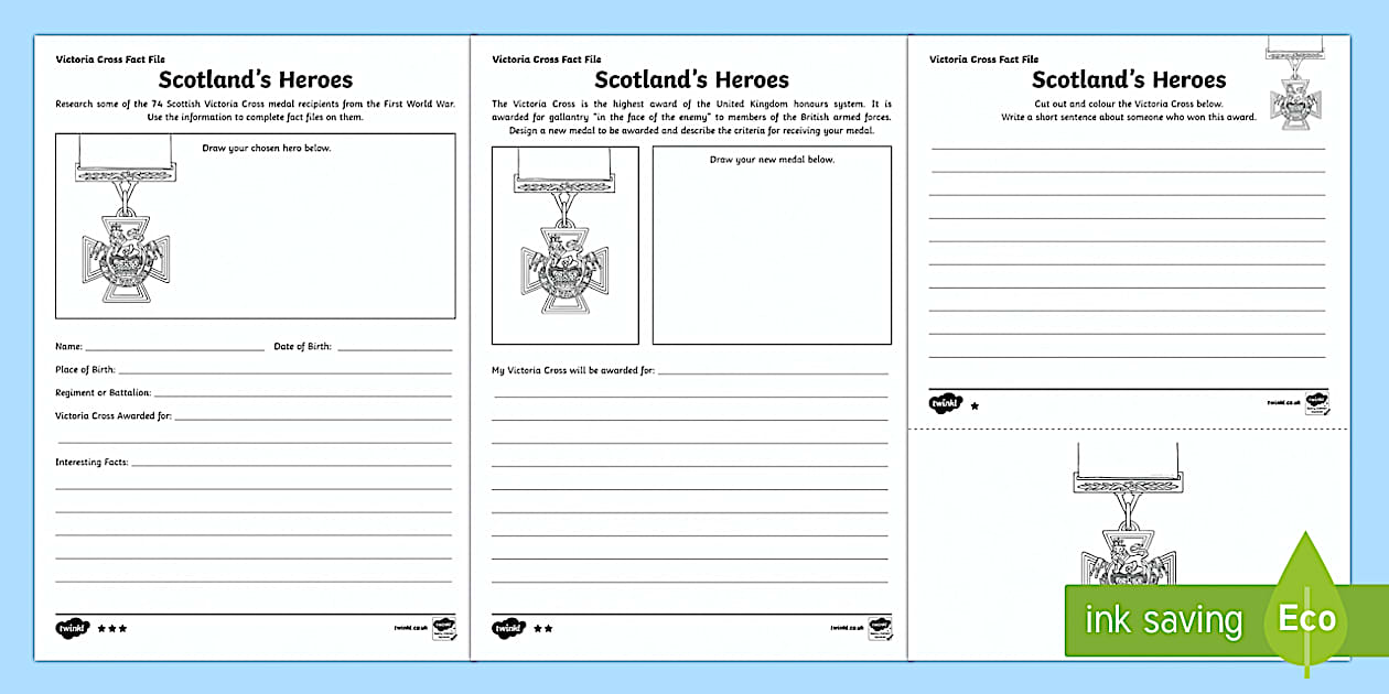 Scotland's Heroes Victoria Cross Differentiated Worksheet