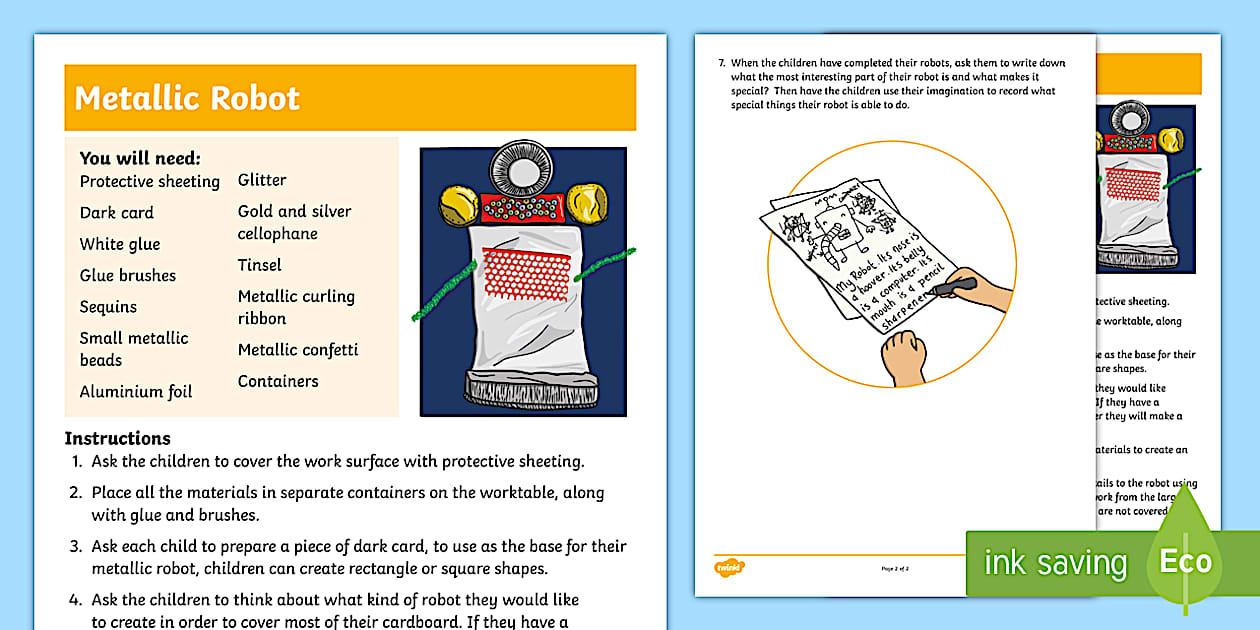 Metallic Robot Craft - English (teacher made) - Twinkl
