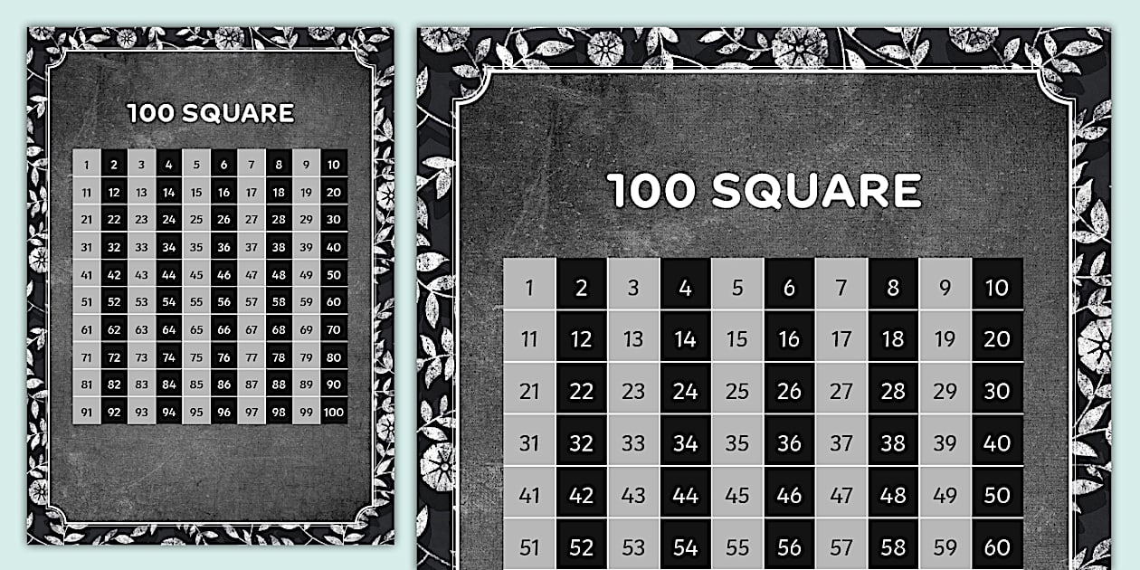 Chalkboard Themed 100 Square (teacher made) - Twinkl
