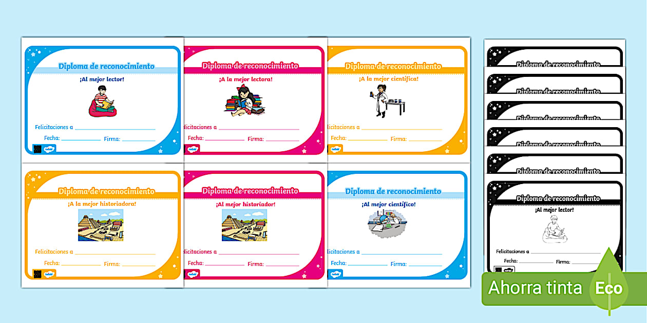 Diploma de fin de curso editable (Hecho por educadores)