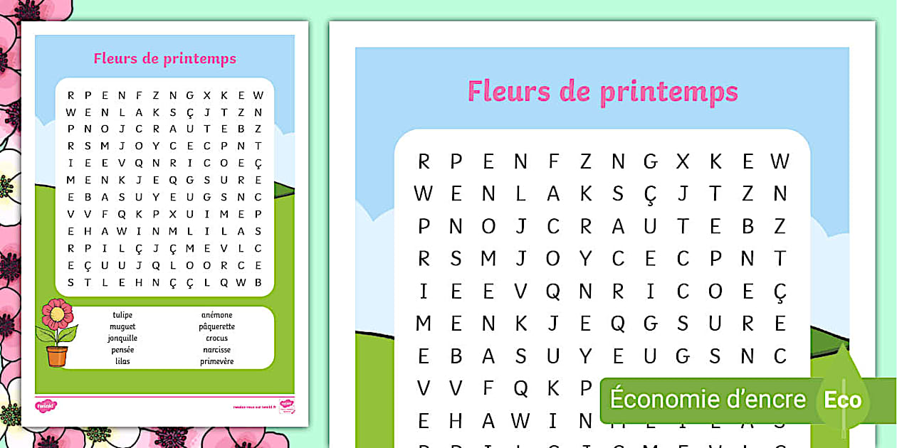 Mots mêlés printemps à imprimer | Ressource Twinkl
