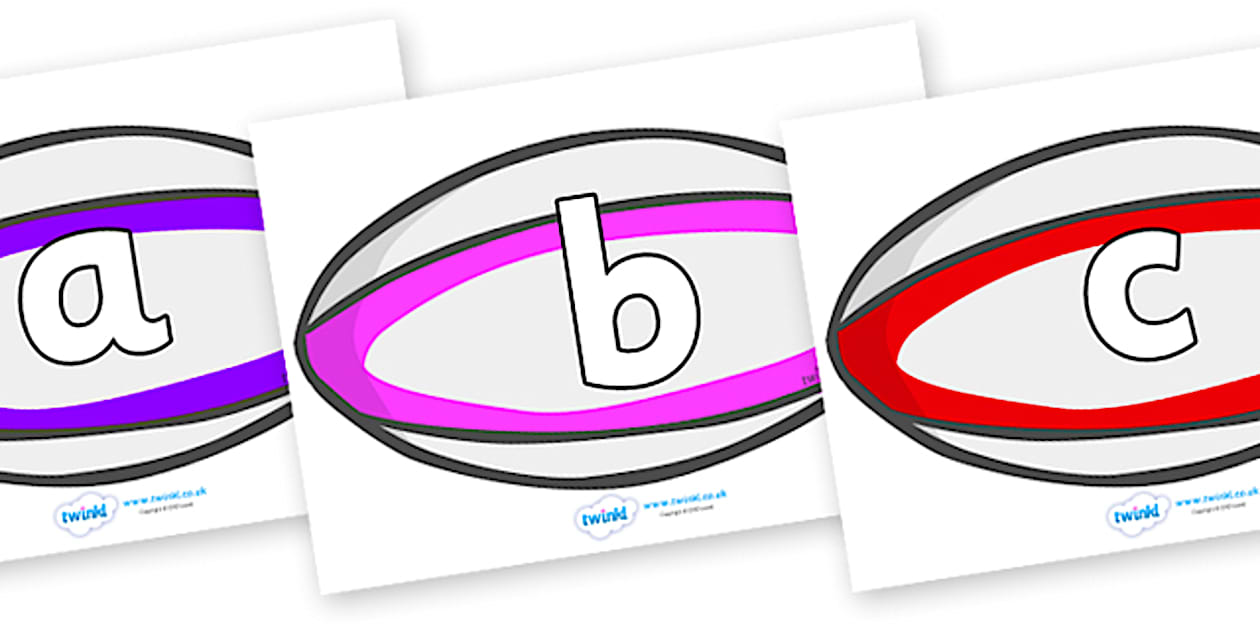 Cursive Phoneme Set on Rugby Balls (teacher made) - Twinkl
