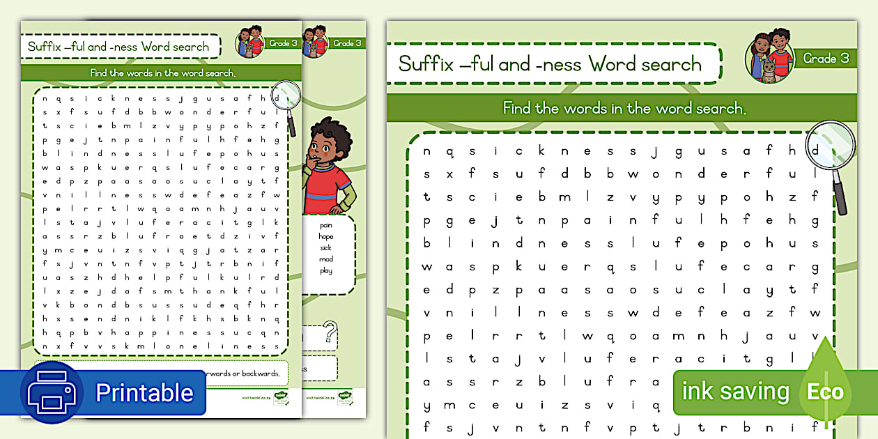 Suffix -ful and -ness Word search (teacher made) - Twinkl