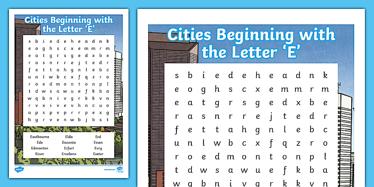 Cities Beginning with the Letter 'E' Word Search - Twinkl