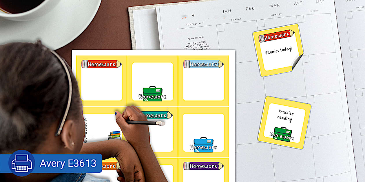 Homework Planner Stickers - EYFS Early Years - Editable Labels