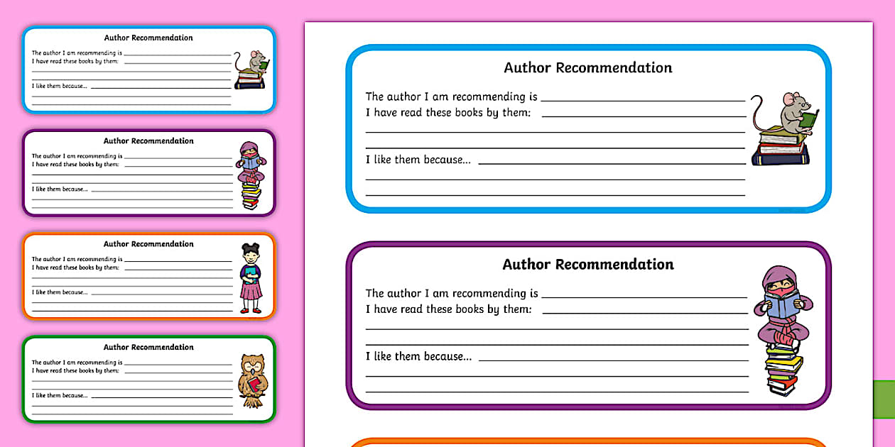 Author Recommendation Cards (teacher made) - Twinkl
