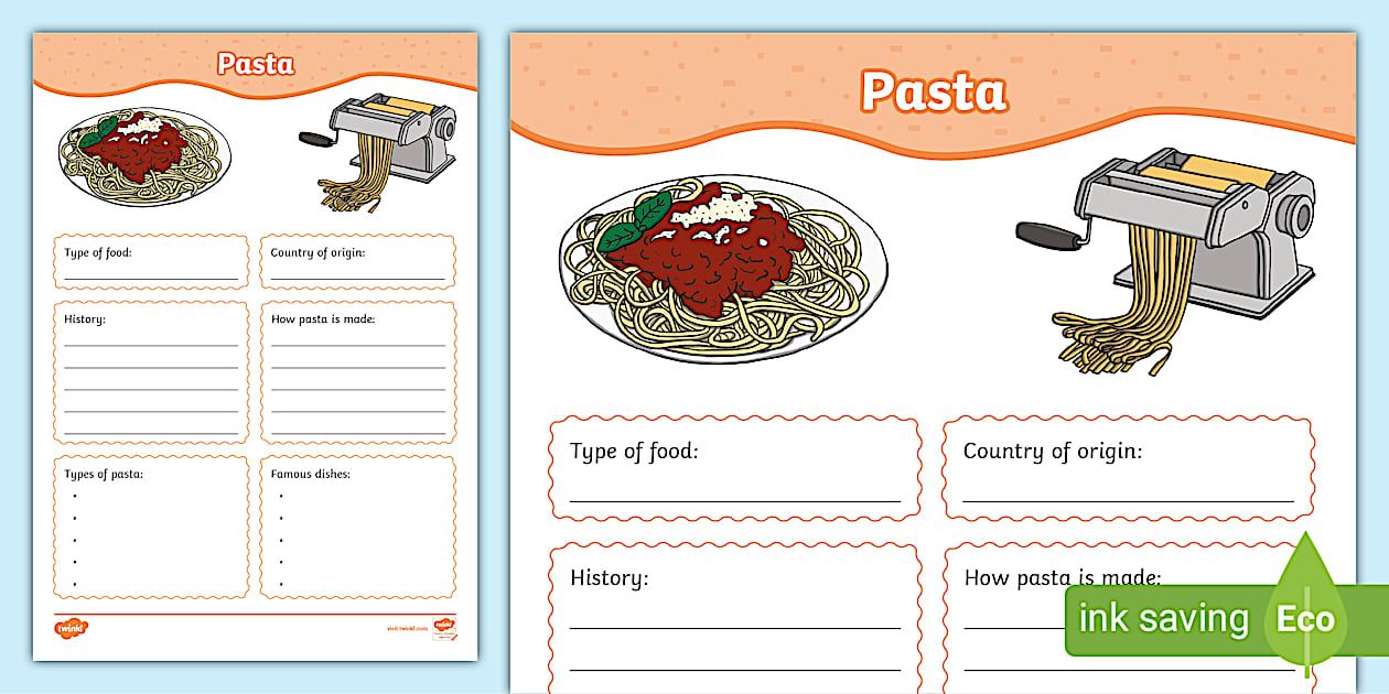 Pasta Fact File Template (teacher made) - Twinkl