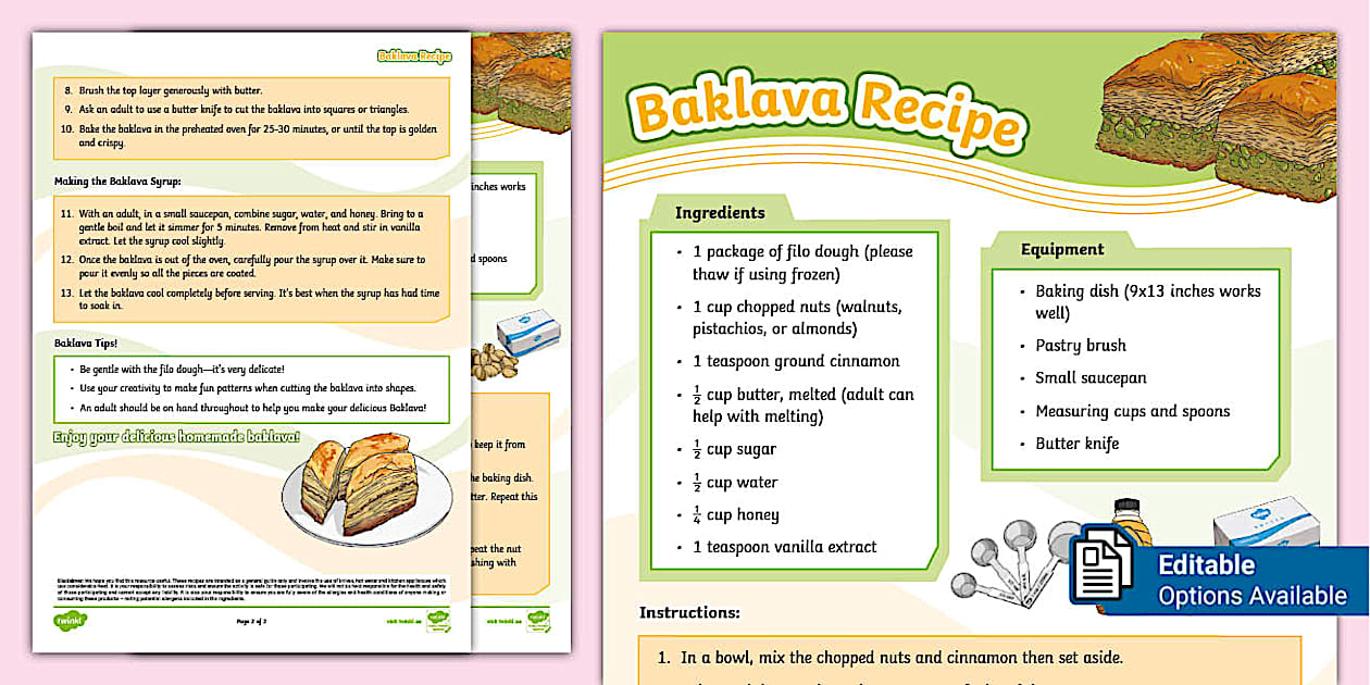 Baklava Recipe (professor feito) - Twinkl