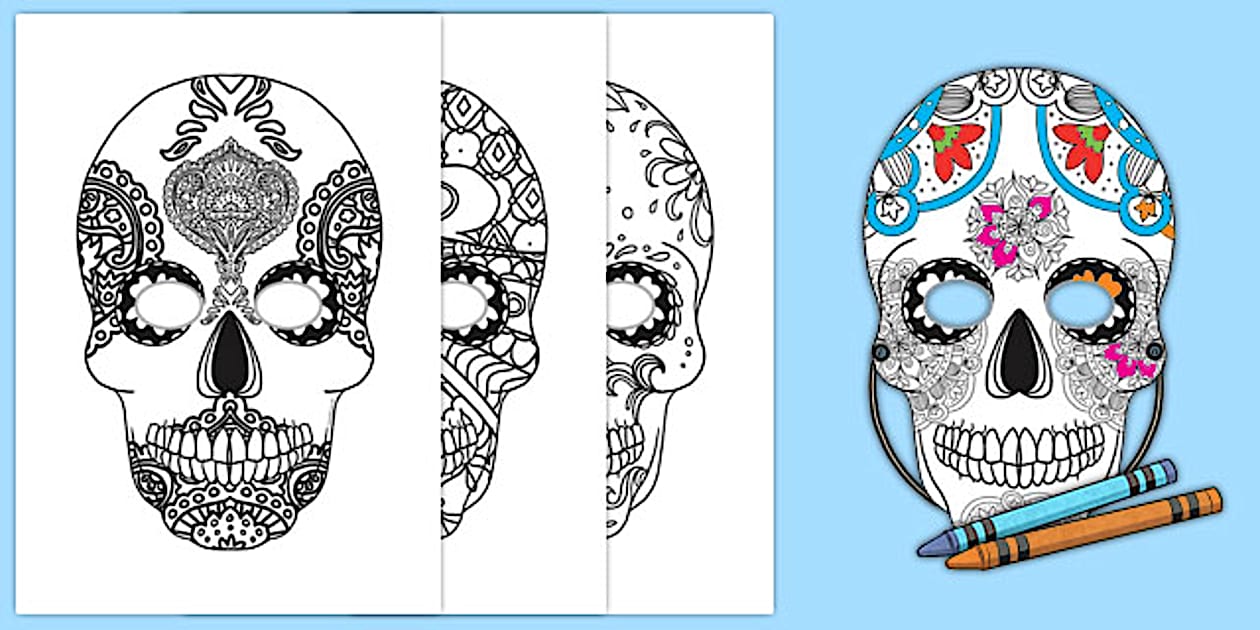 Day of the Dead Skull | Mask Template | Day of the Dead Art