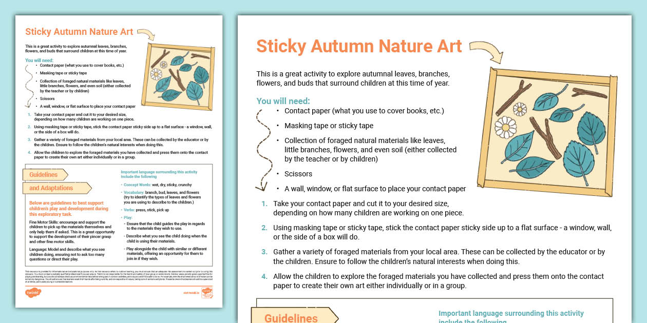 Sticky Autumn Nature Art (teacher made) - Twinkl
