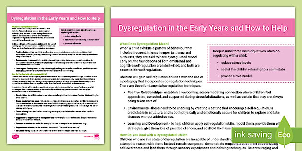 Dysregulation in the Early Years and How to Help - Twinkl