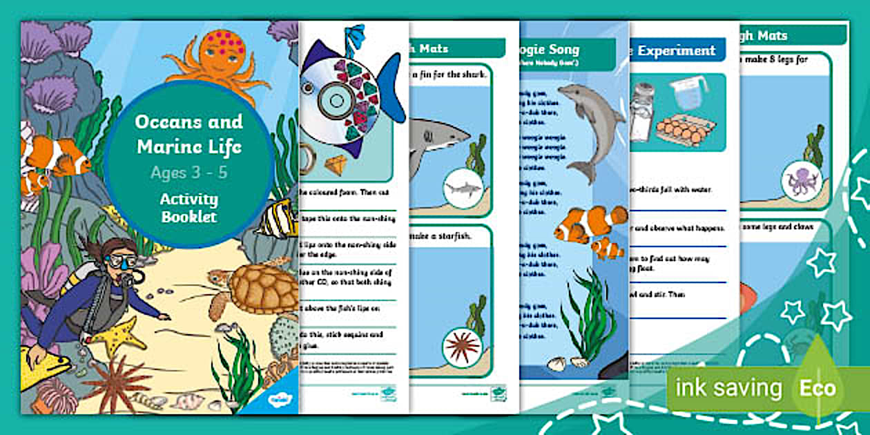 Oceans and Marine Life Themed Activity Booklet (Ages 3 - 5)