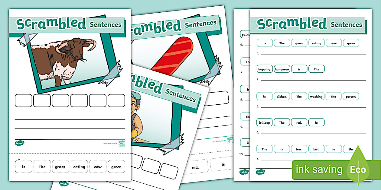 Sentence Scramble Worksheets (teacher made) - Twinkl