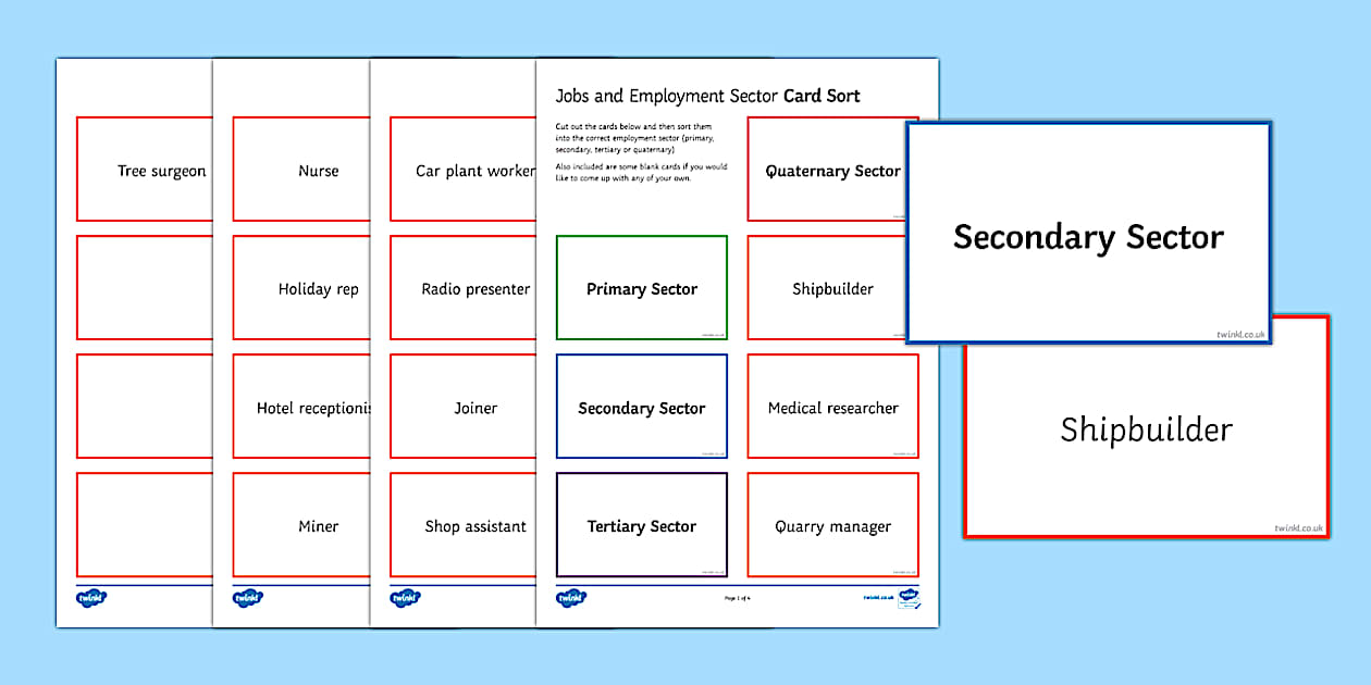 Which Employment Sector? Geography Club Worksheet / Worksheet