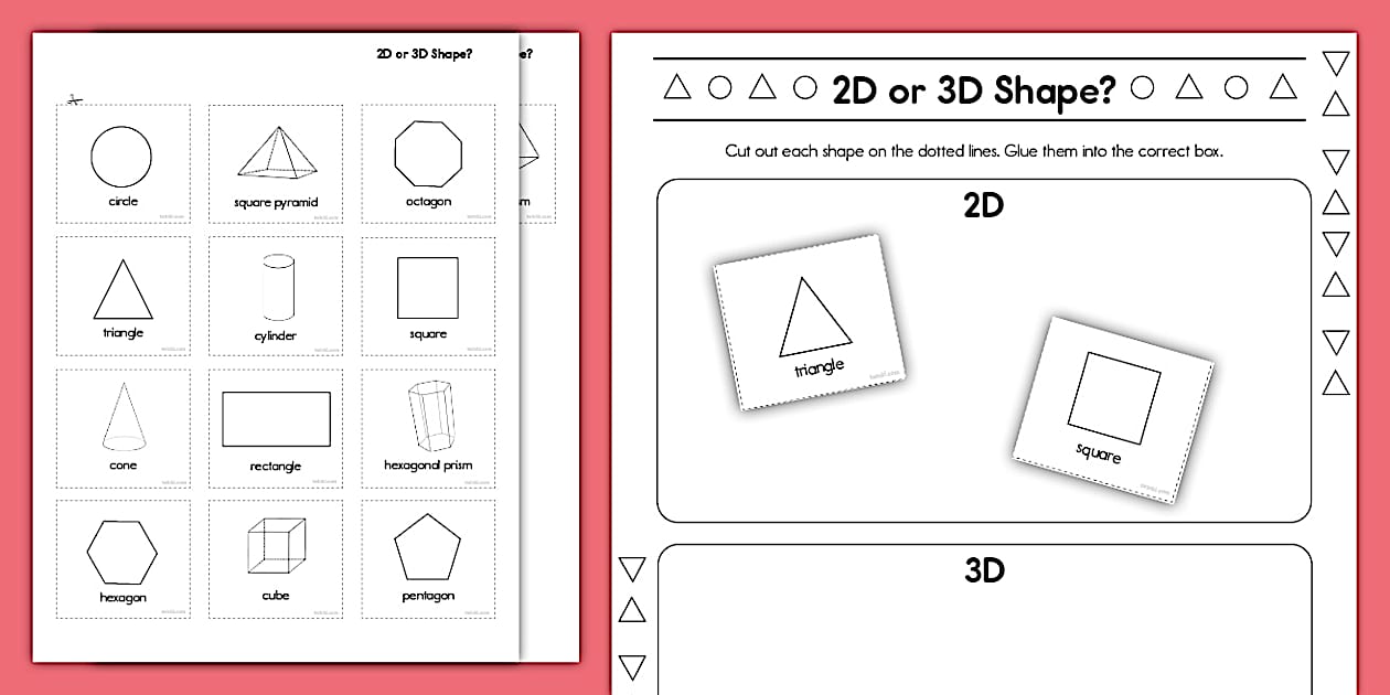 2D and 3D Shape Sorting Worksheet (teacher made) - Twinkl