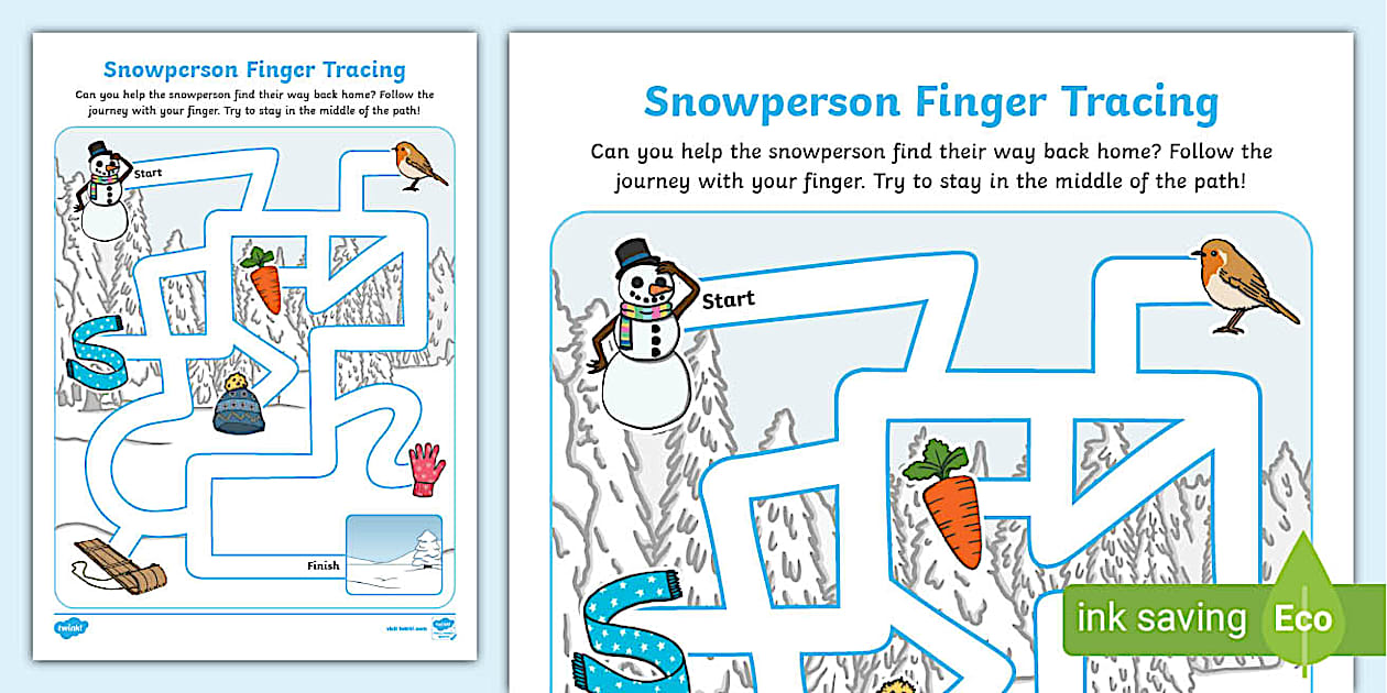 Snowperson Finger Tracing Activity (Teacher-Made) - Twinkl