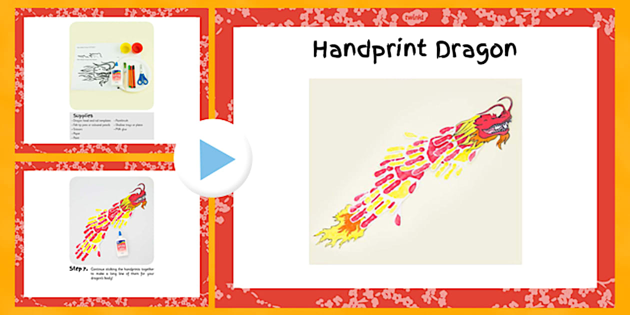 Handprint Dragon Craft Instructions (Teacher-Made) - Twinkl