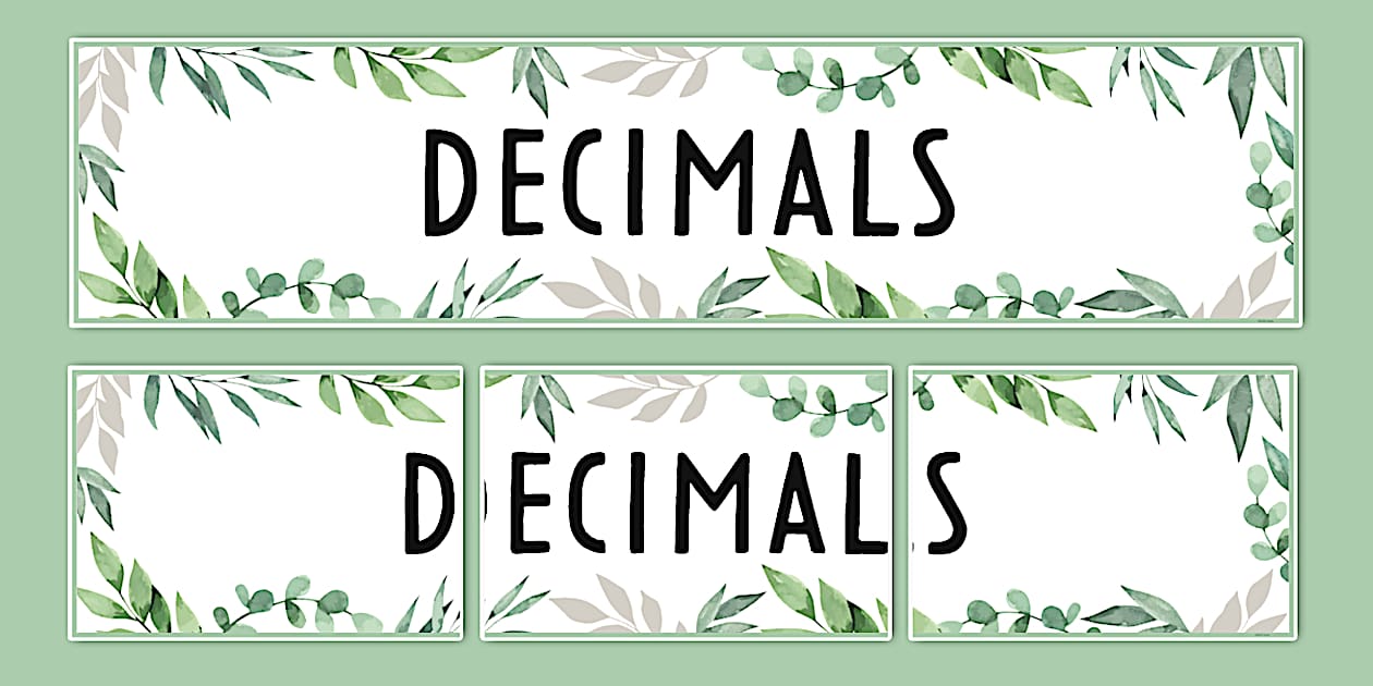 👉 Muted Botanical Themed Decimals Display Banner - Twinkl