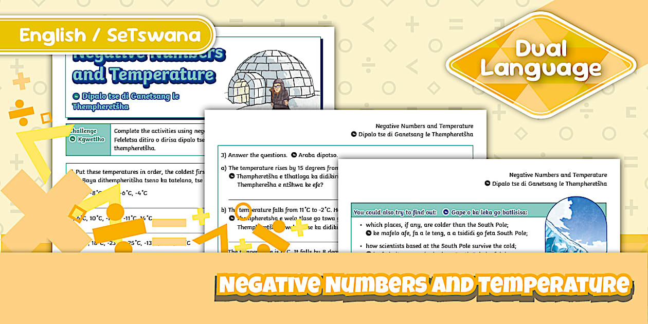 Grade 7 Maths - Term 1 - Negative Numbers and Temperature - Activity ...