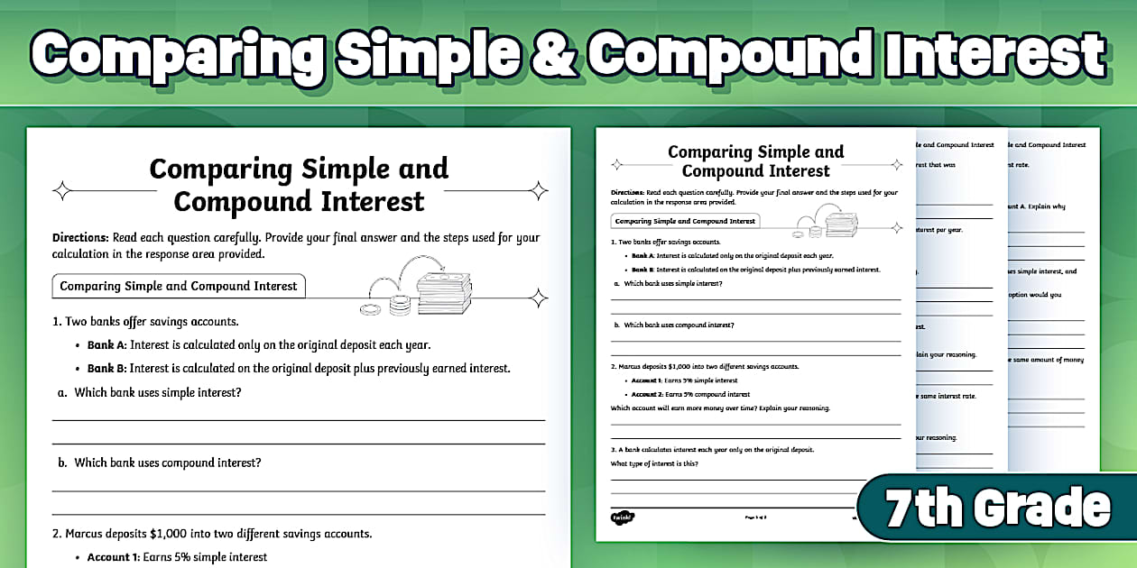 Comparing Simple and Compound Interest Worksheet