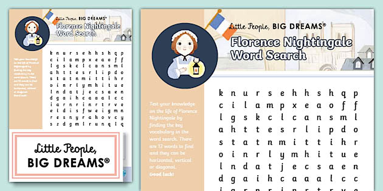 Little People, Big Dreams: Florence Nightingale Word Search