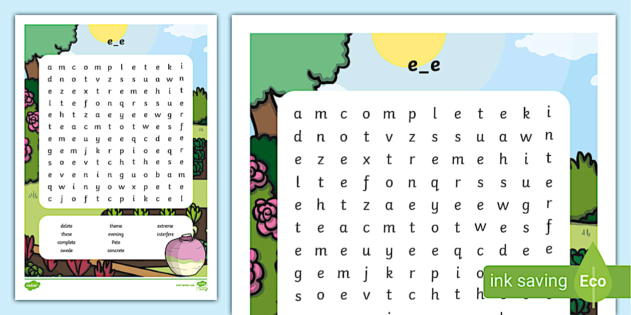 Black and White Split 'e_e' Digraph Word Search - Twinkl