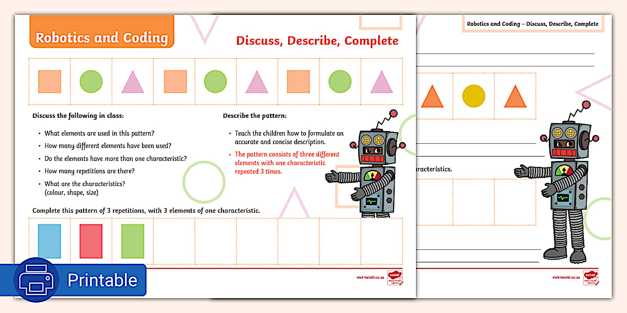 Grade R Coding And Robotics Pattern Recognition Twinkl Za 1631