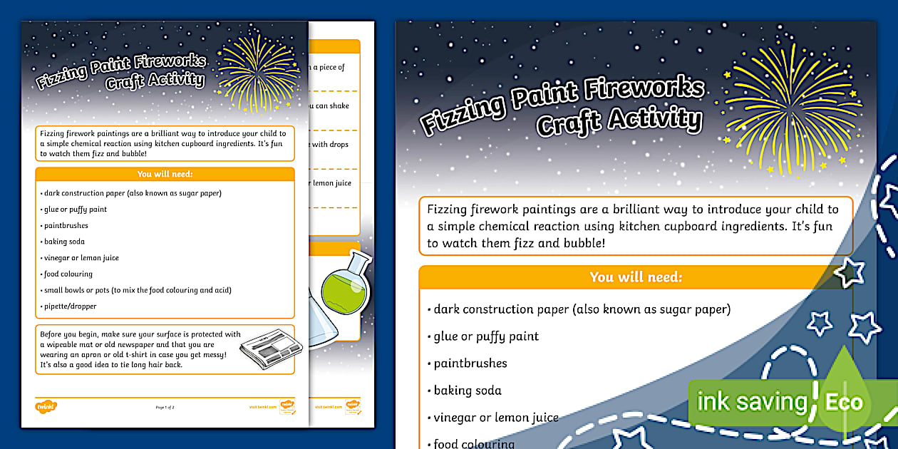 Fizzing Paint Fireworks Craft Activity (teacher made)