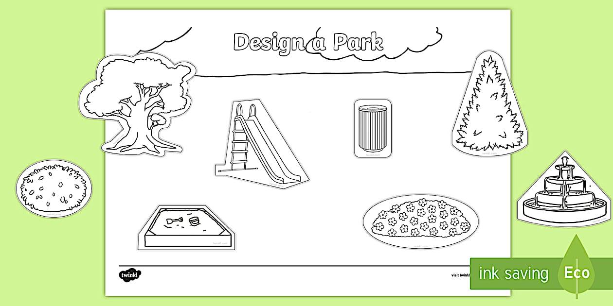 Editable Design a Park Cutting Skills Worksheet - Twinkl