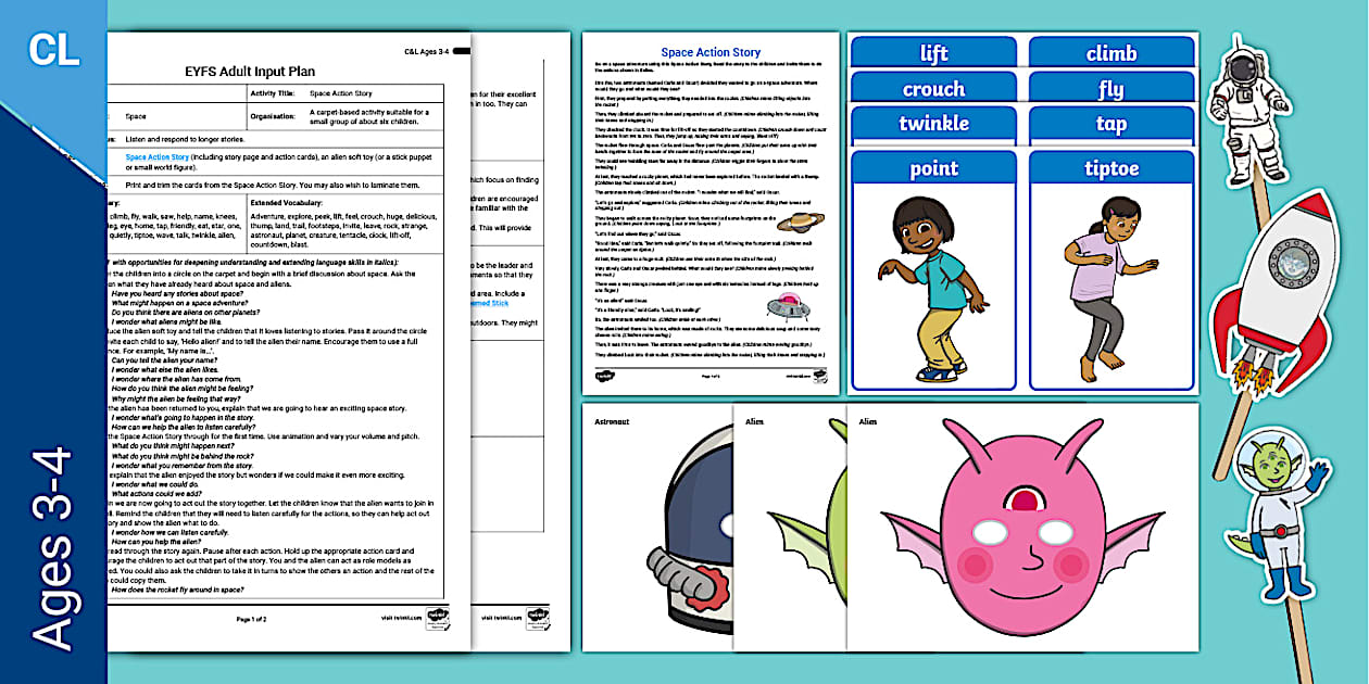 EYFS Space Action Story Adult Input Plan and Resource Pack
