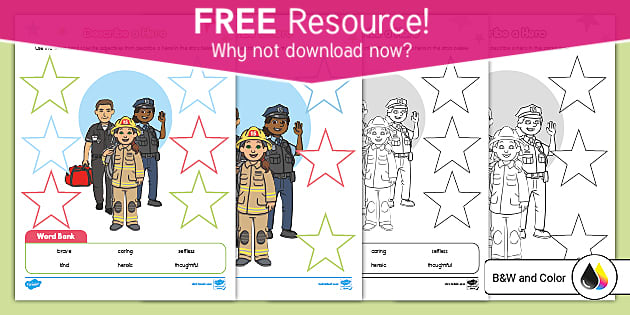 FREE Patriot Day Describe a Hero Activity (teacher made)