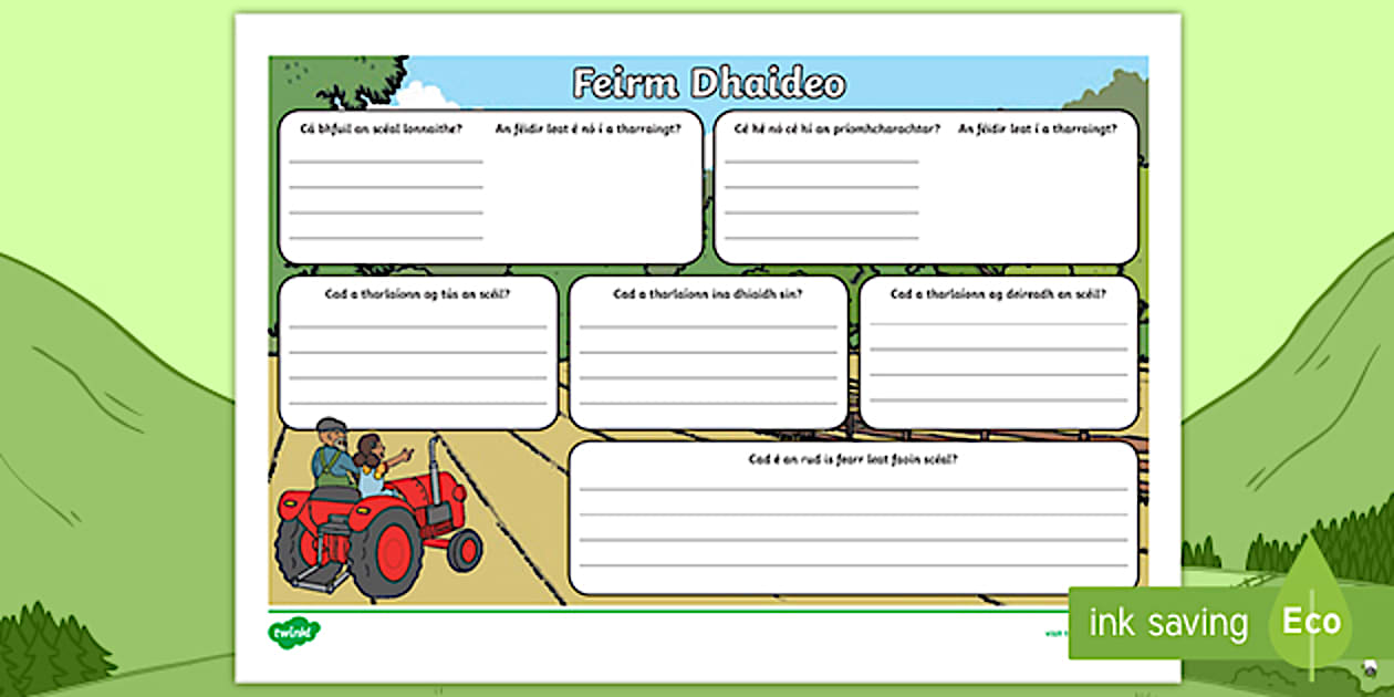 Black and White Léirmheas Leabhair: Feirm Daideo - Twinkl