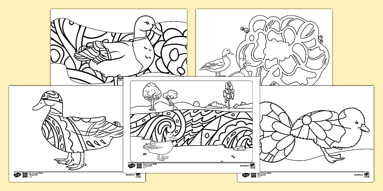 Ducks Mindfulness Colouring Pages - Twinkl - KS1
