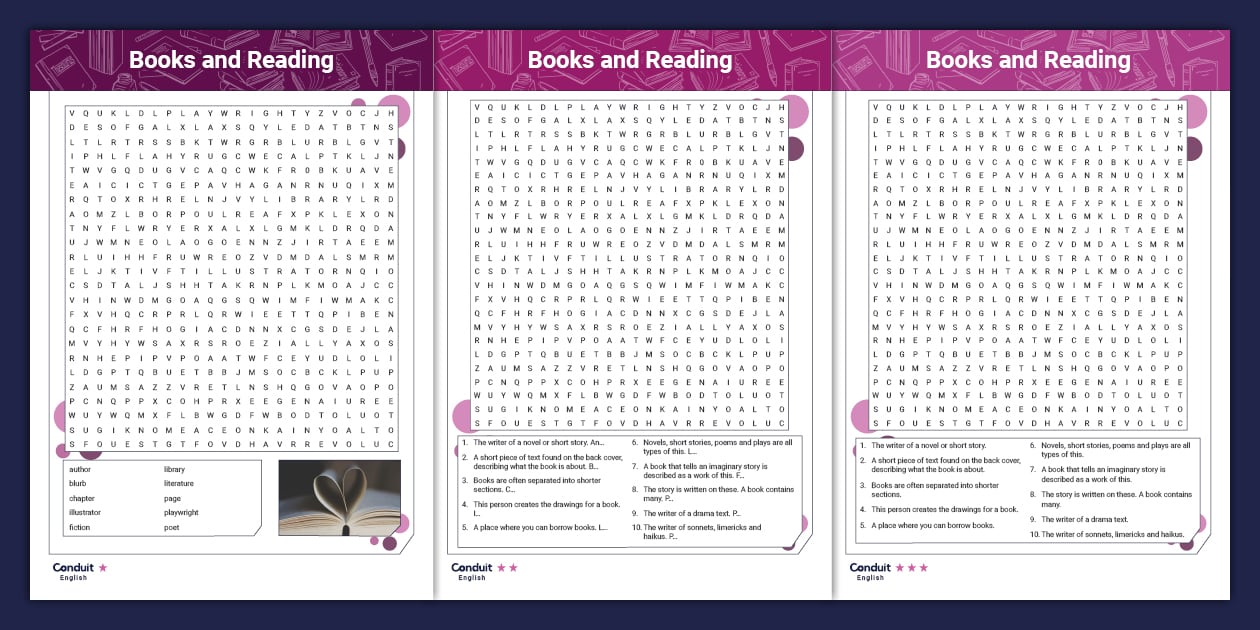 Books and Reading Word Search