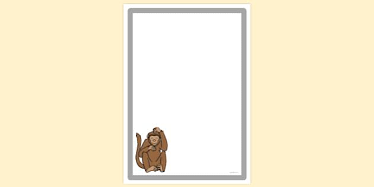 Brown Monkey Page Border (teacher made) - Twinkl